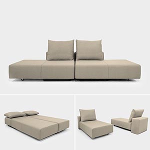 Small sectional sofa FEYDOM BonBon S in three different positions